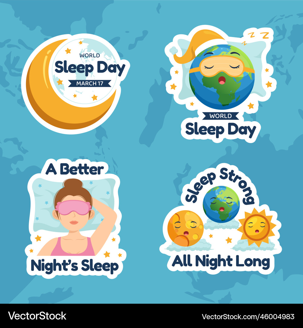 Happy sleep day label flat cartoon hand drawn Vector Image