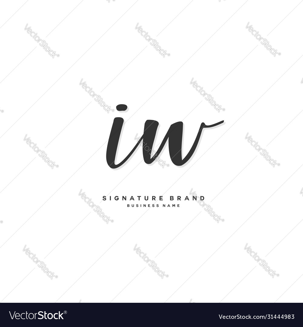 I w iw initial letter handwriting and signature Vector Image