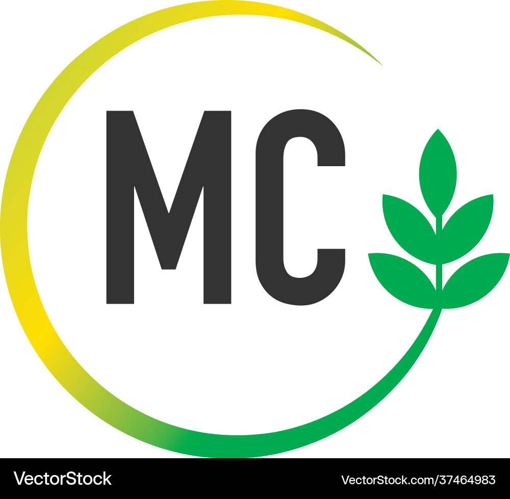 Initial letter mc circle leaf creative logo Vector Image