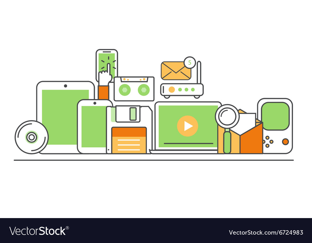 Modern thin line flat design of icons set Vector Image