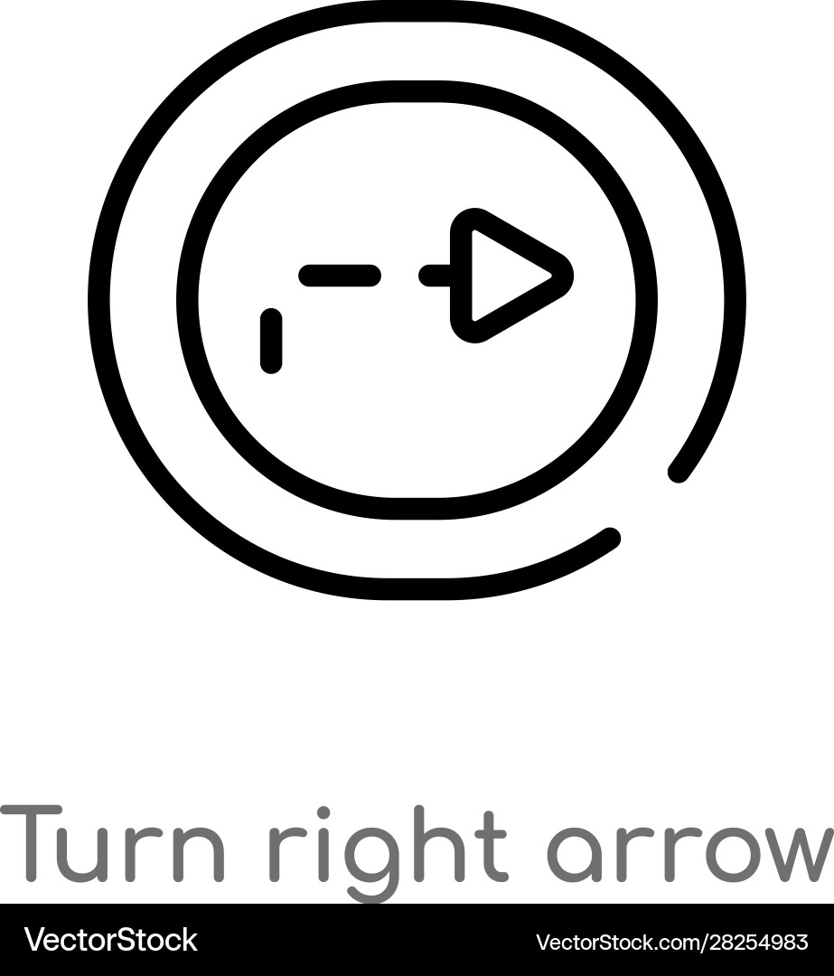 Outline turn right arrow with broken line icon Vector Image