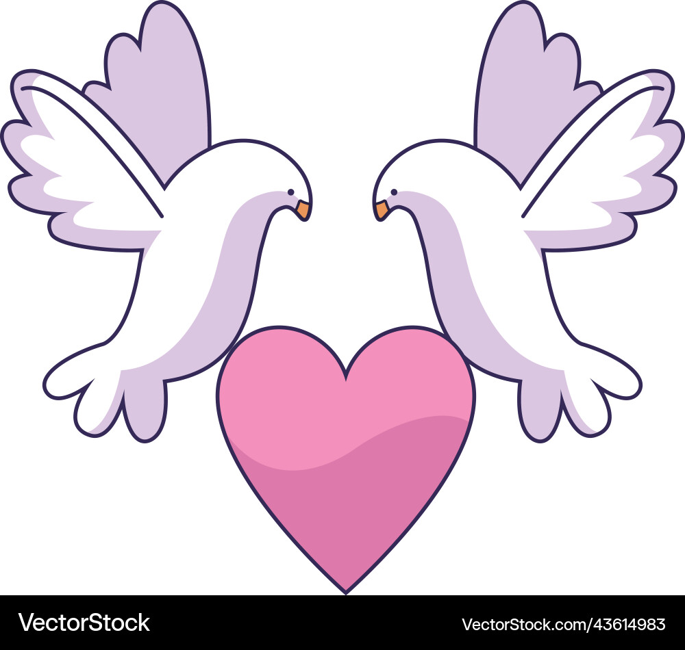 Peace doves with heart Royalty Free Vector Image