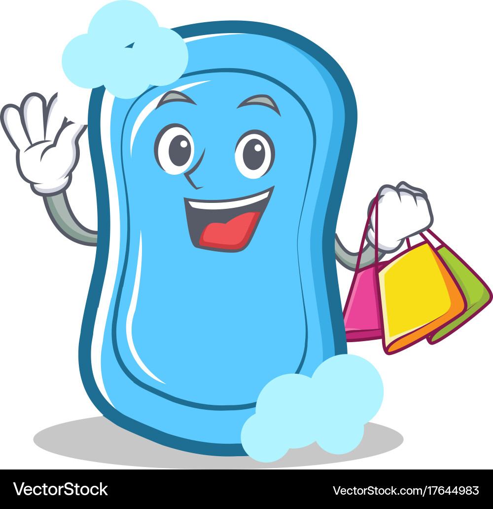 Shopping blue soap character cartoon Royalty Free Vector