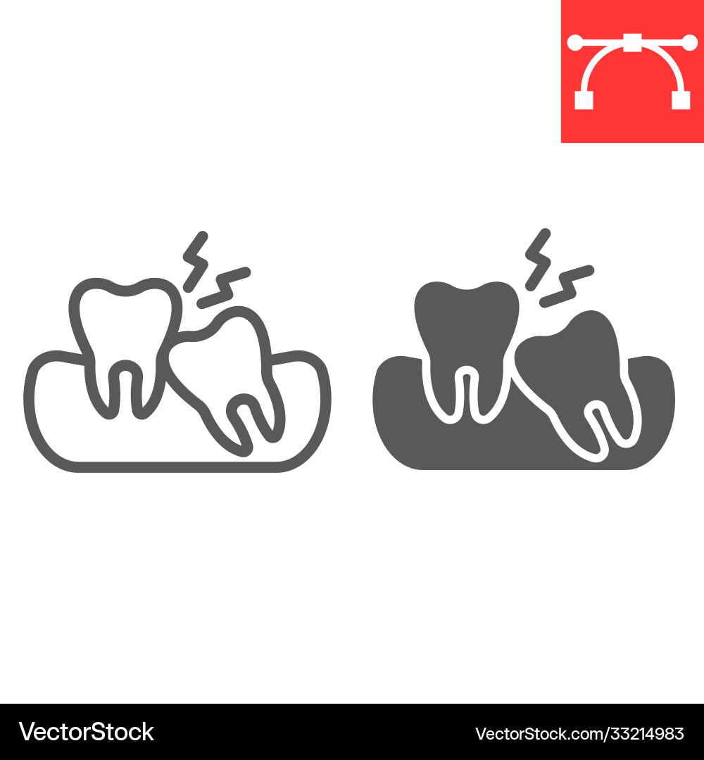 Wisdom teeth line and glyph icon dental Royalty Free Vector