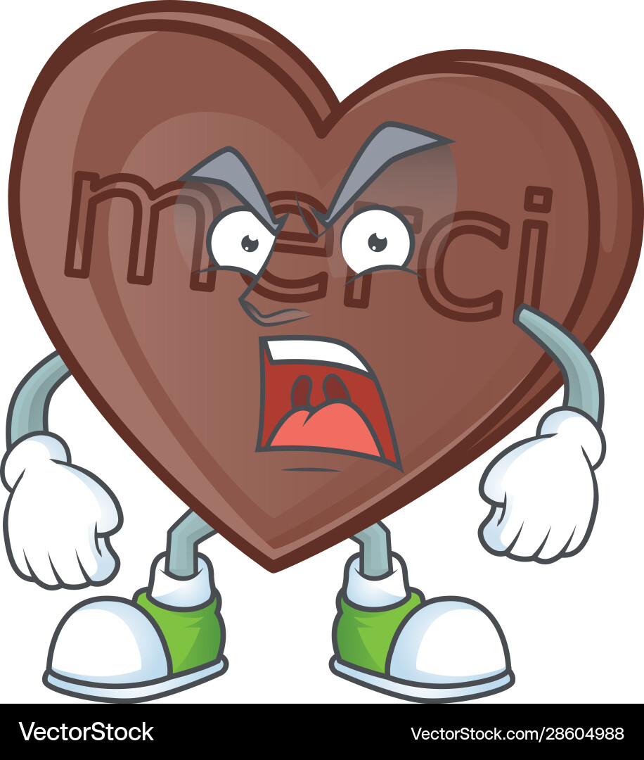 Angry face one bite love chocolate cartoon Vector Image