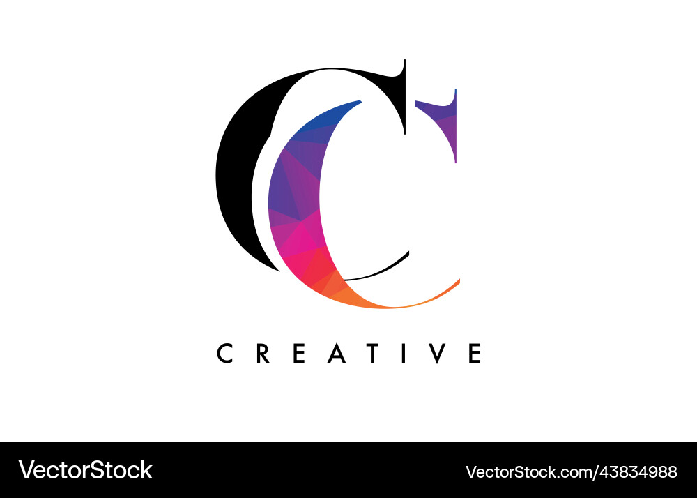 Cc letter design with creative cut and colorful Vector Image