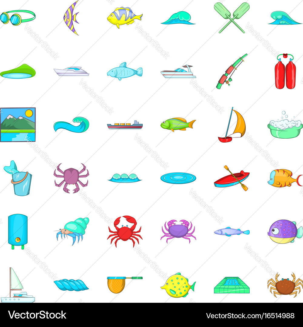 Clean water icons set cartoon style Royalty Free Vector