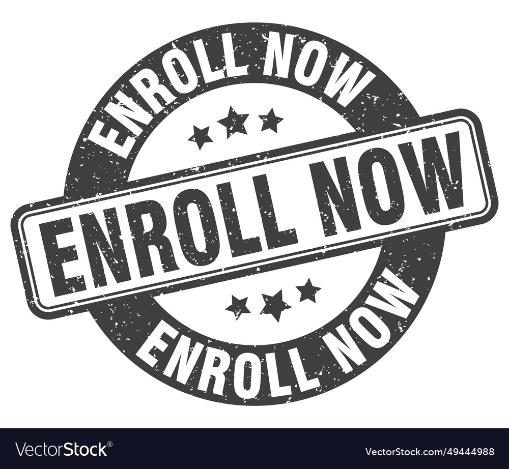 Enroll now stamp enroll now label round grunge Vector Image