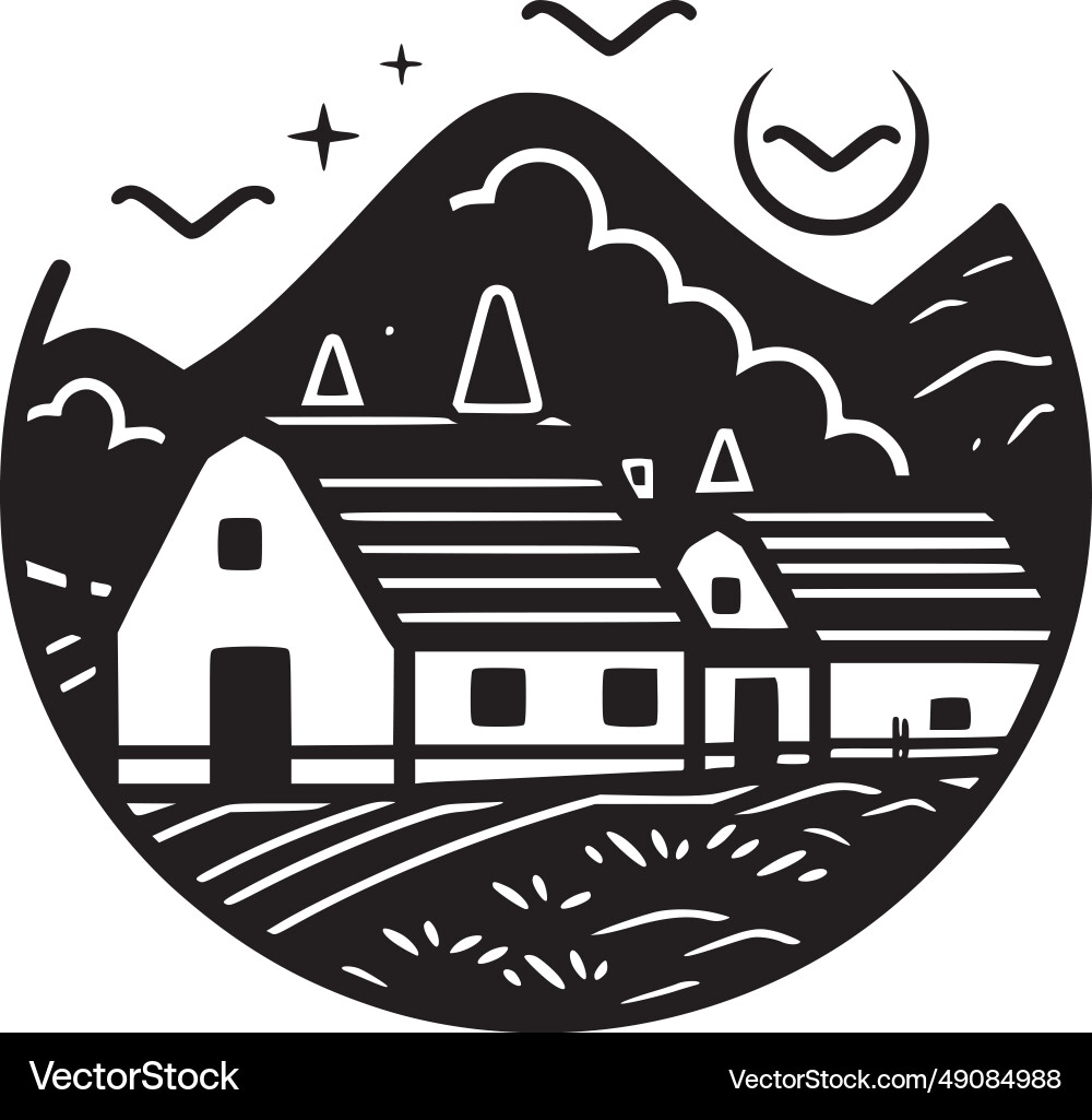 Farm - black and white isolated icon Royalty Free Vector