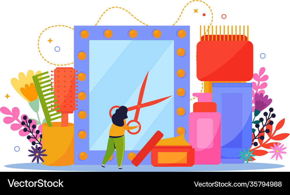 Female hair care composition Royalty Free Vector Image