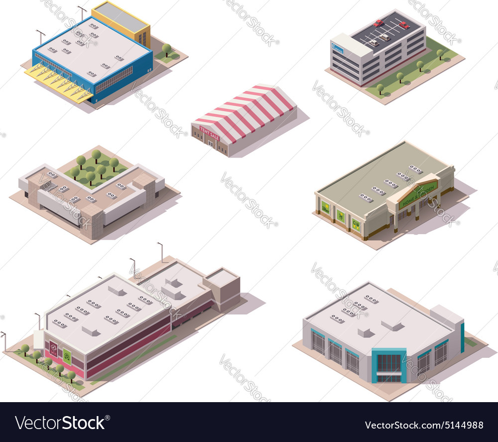 Isometric stores set Royalty Free Vector Image