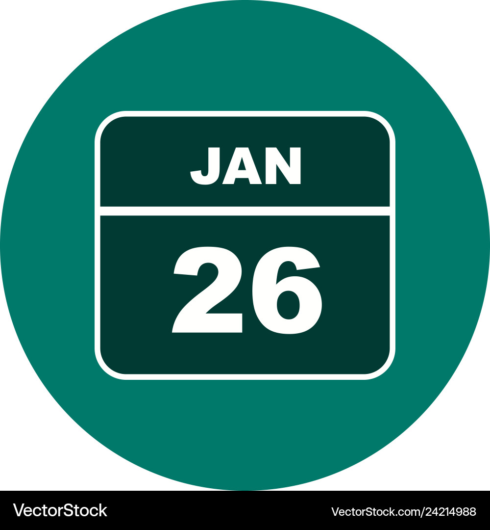 January 26th date on a single day calendar Vector Image