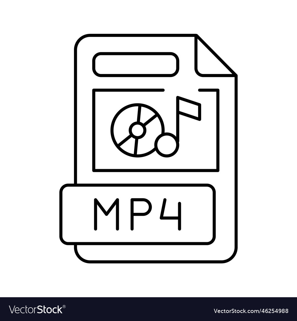 Mp4 file format document line icon Royalty Free Vector Image