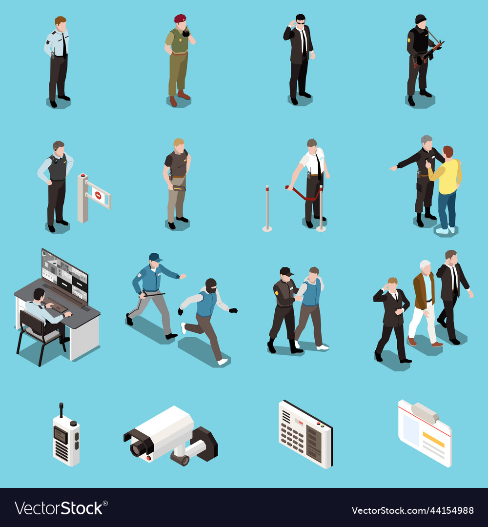 Security service isometric set Royalty Free Vector Image Security service isometric set Royalty Free Vector Image