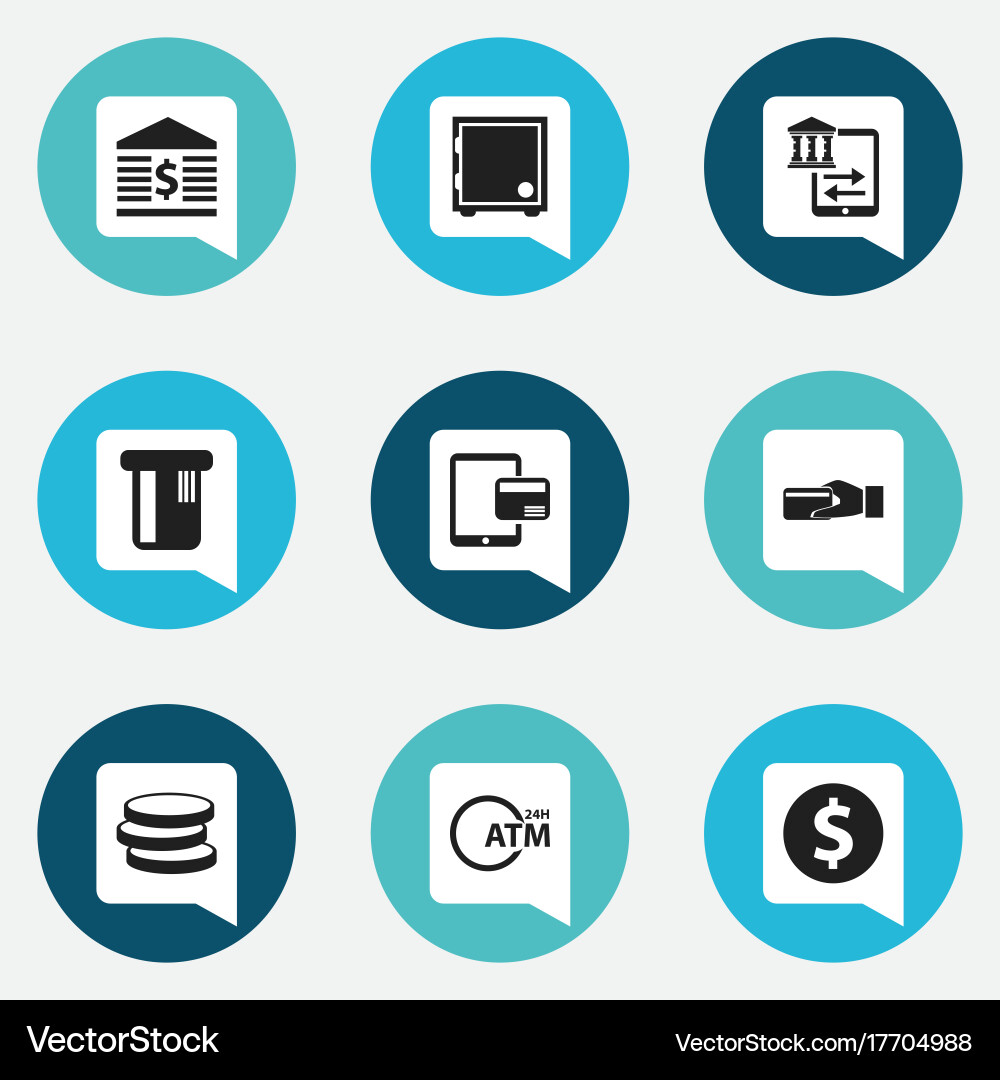Set of 9 editable financial icons includes Vector Image