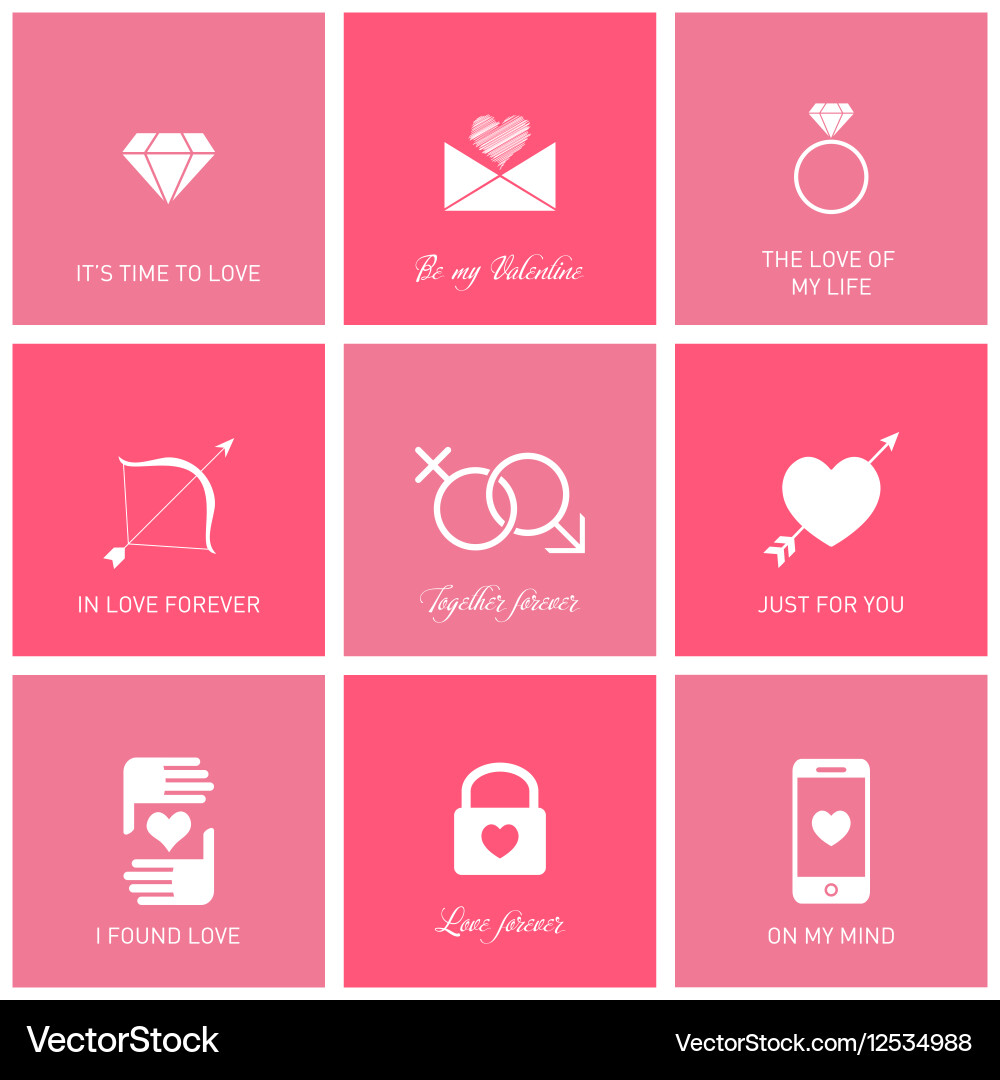 Set of flat design romantic icons for web Vector Image