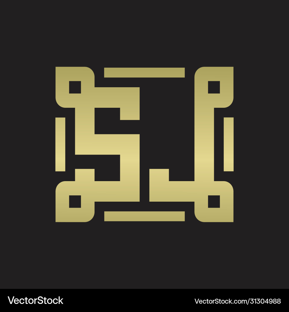 Sj logo monogram with piece line art design Vector Image