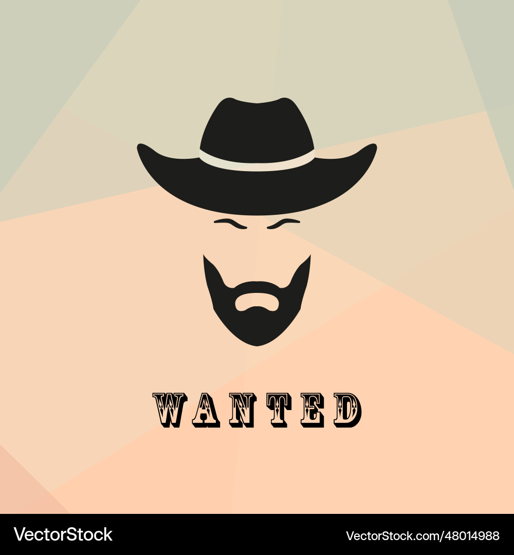 Wanted cowboy with a beard and mustache Royalty Free Vector