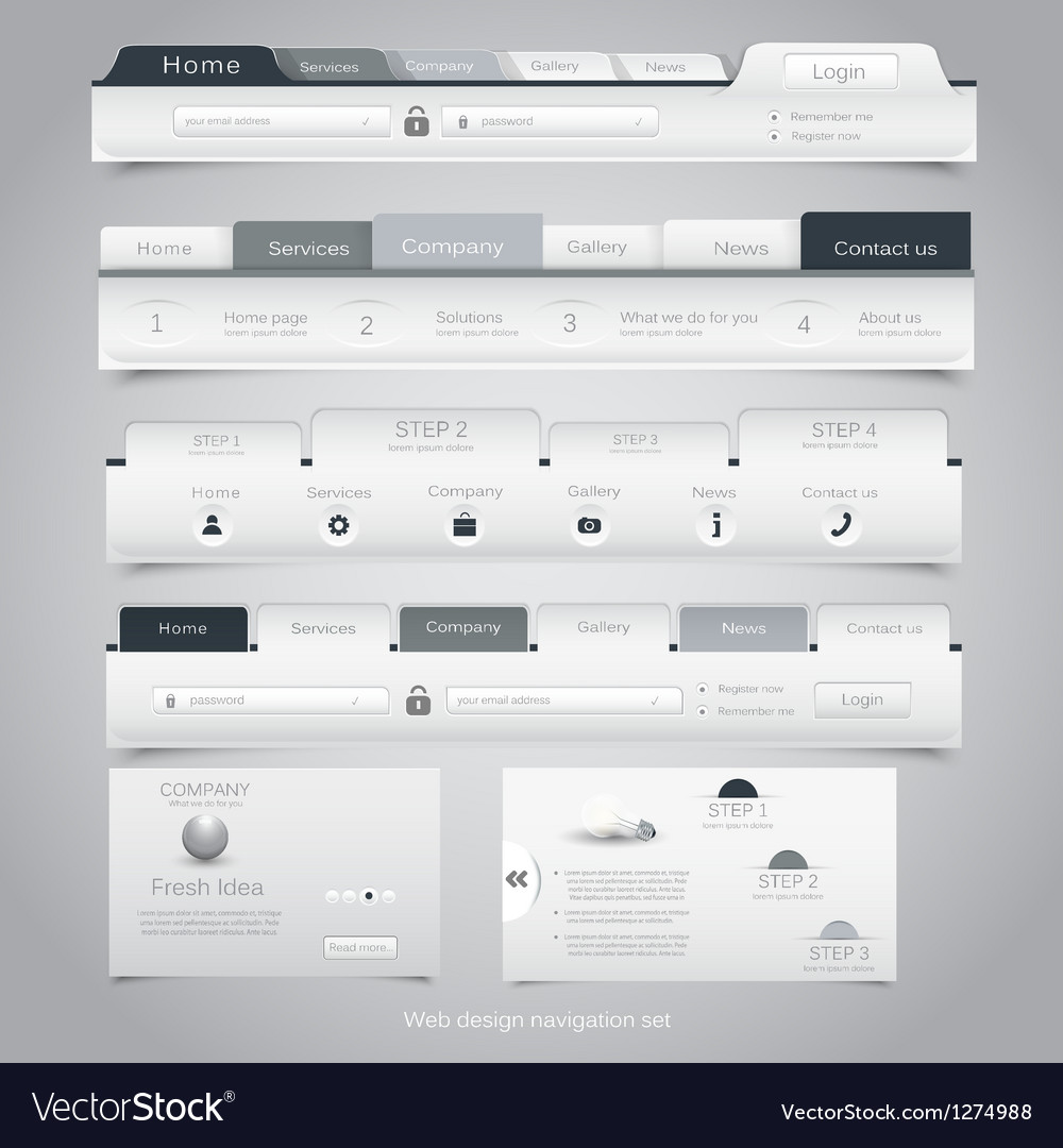 Web site navigation menu pack 24 Royalty Free Vector Image