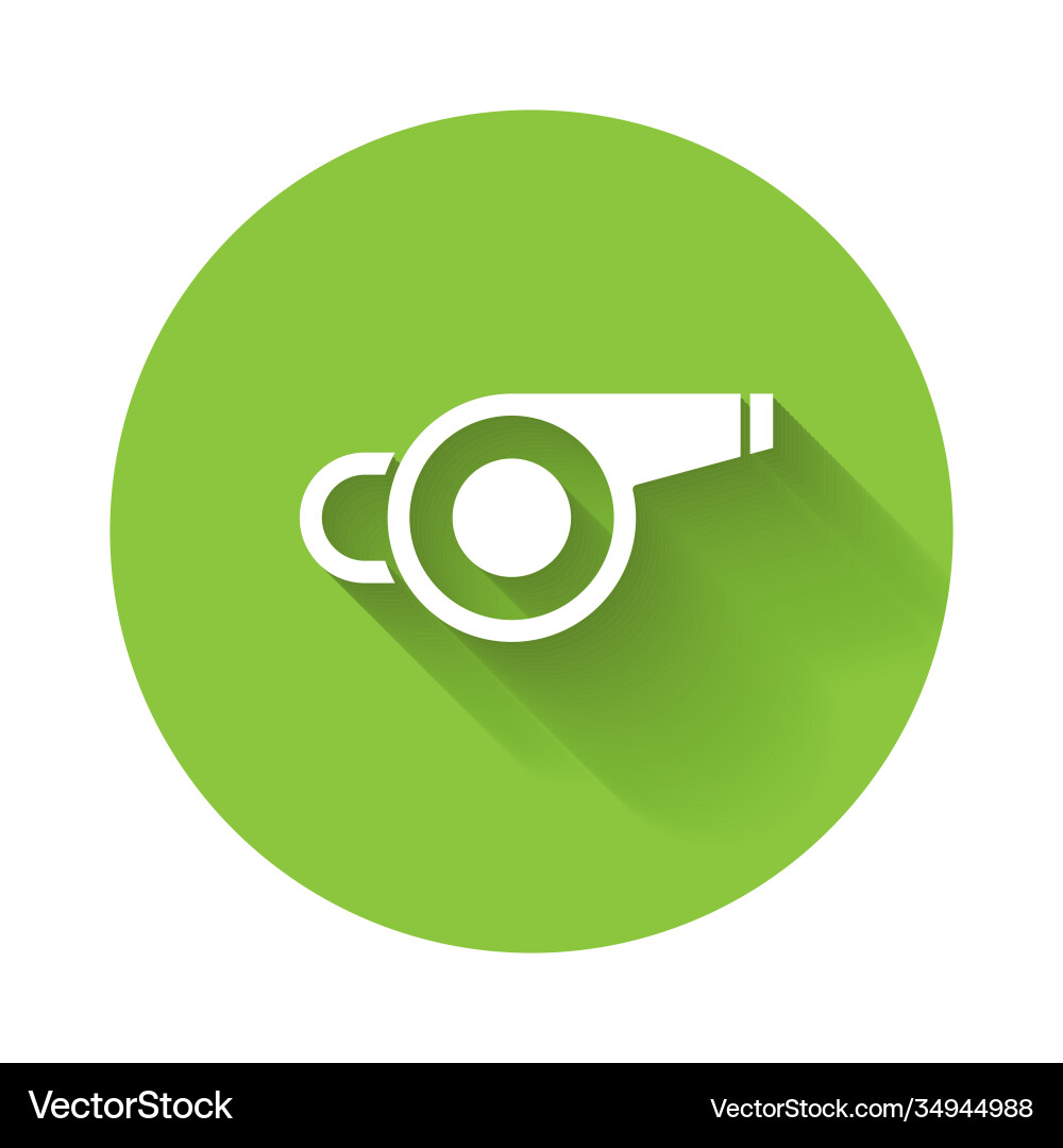 White whistle icon isolated with long shadow Vector Image