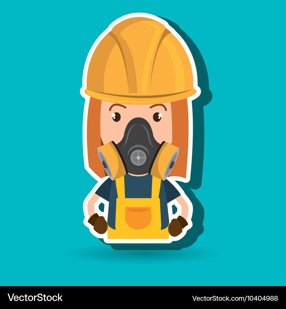 Woman worker mask gas Royalty Free Vector Image