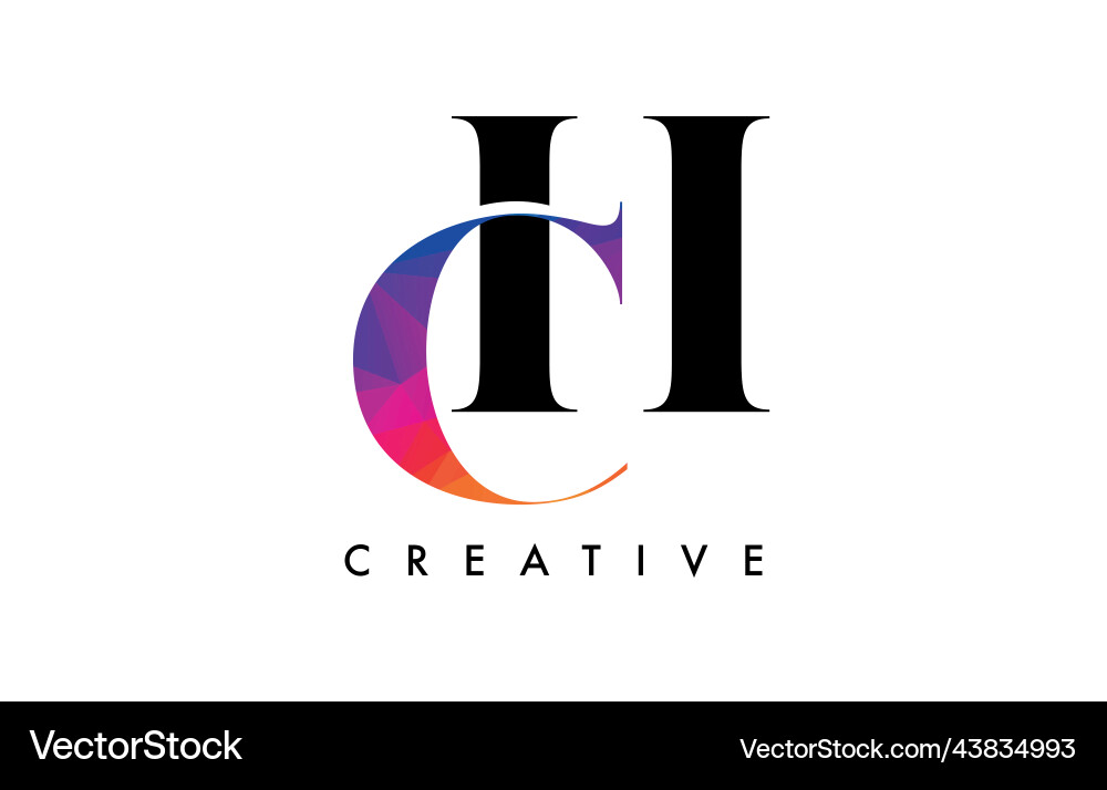 Ch letter design with creative cut and colorful Vector Image