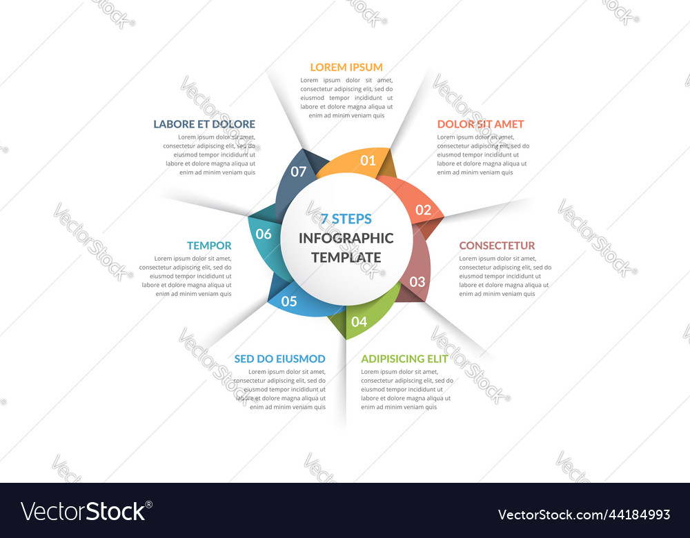 Circle diagram - seven elements Royalty Free Vector Image Circle diagram - seven elements Royalty Free Vector Image