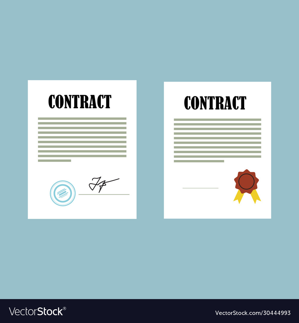 Contract document in flat design Royalty Free Vector Image