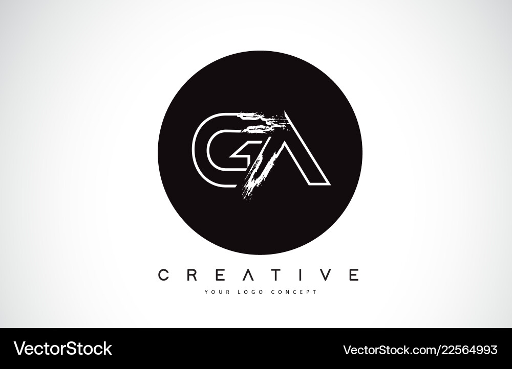 Ga modern leter logo design with black and white Vector Image