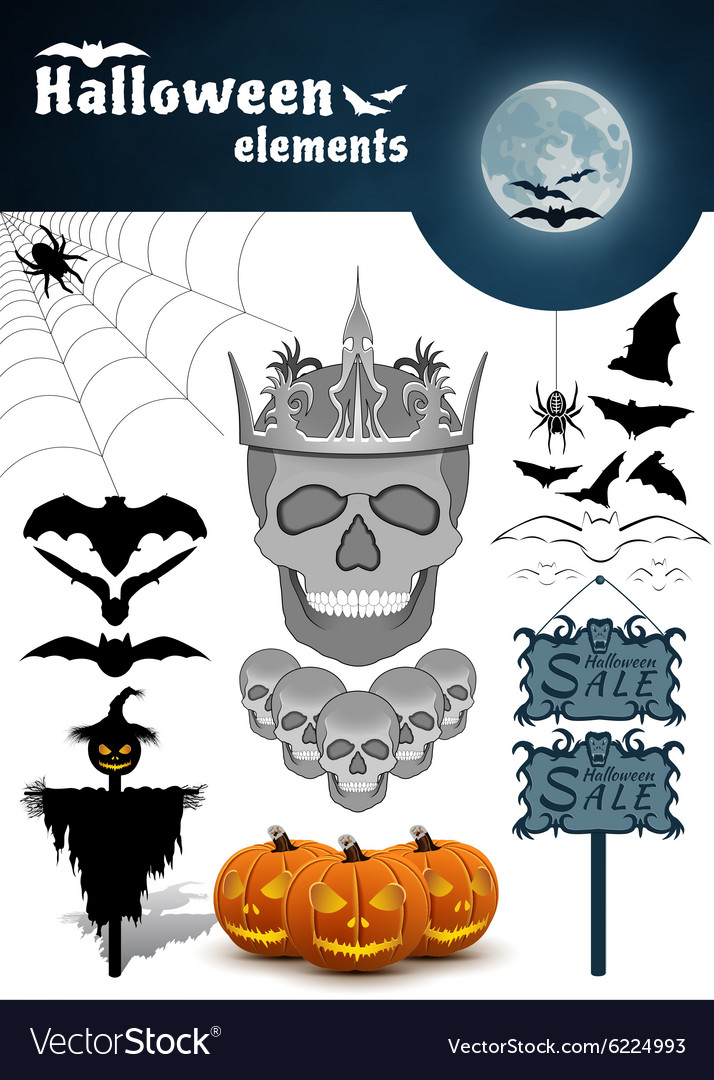 Halloween elements set Royalty Free Vector Image