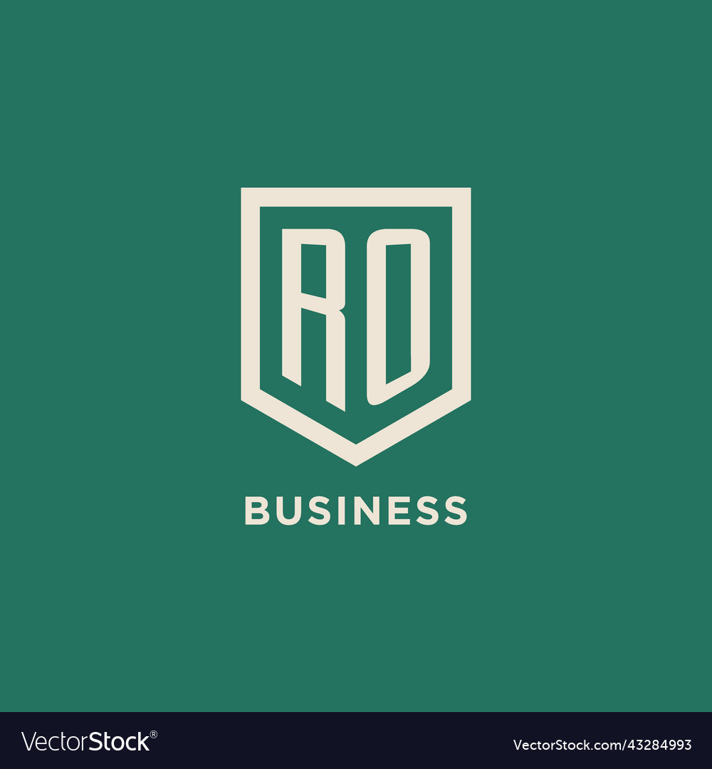 Ro initial logo monogram shield geometric shape Vector Image