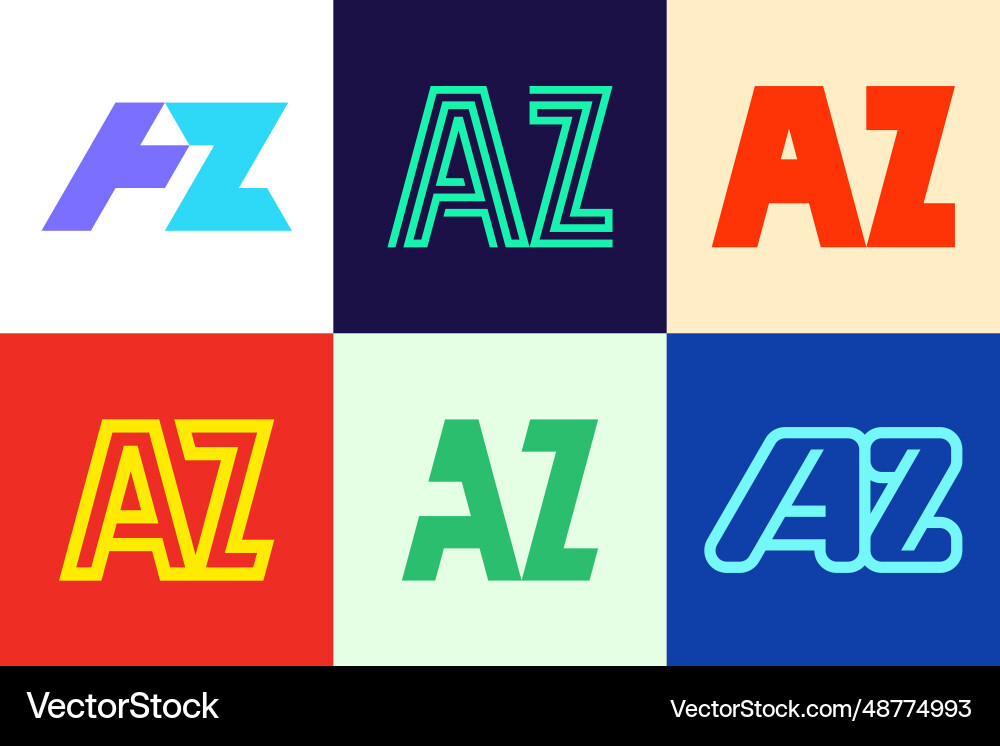 Set of letter az logos Royalty Free Vector Image