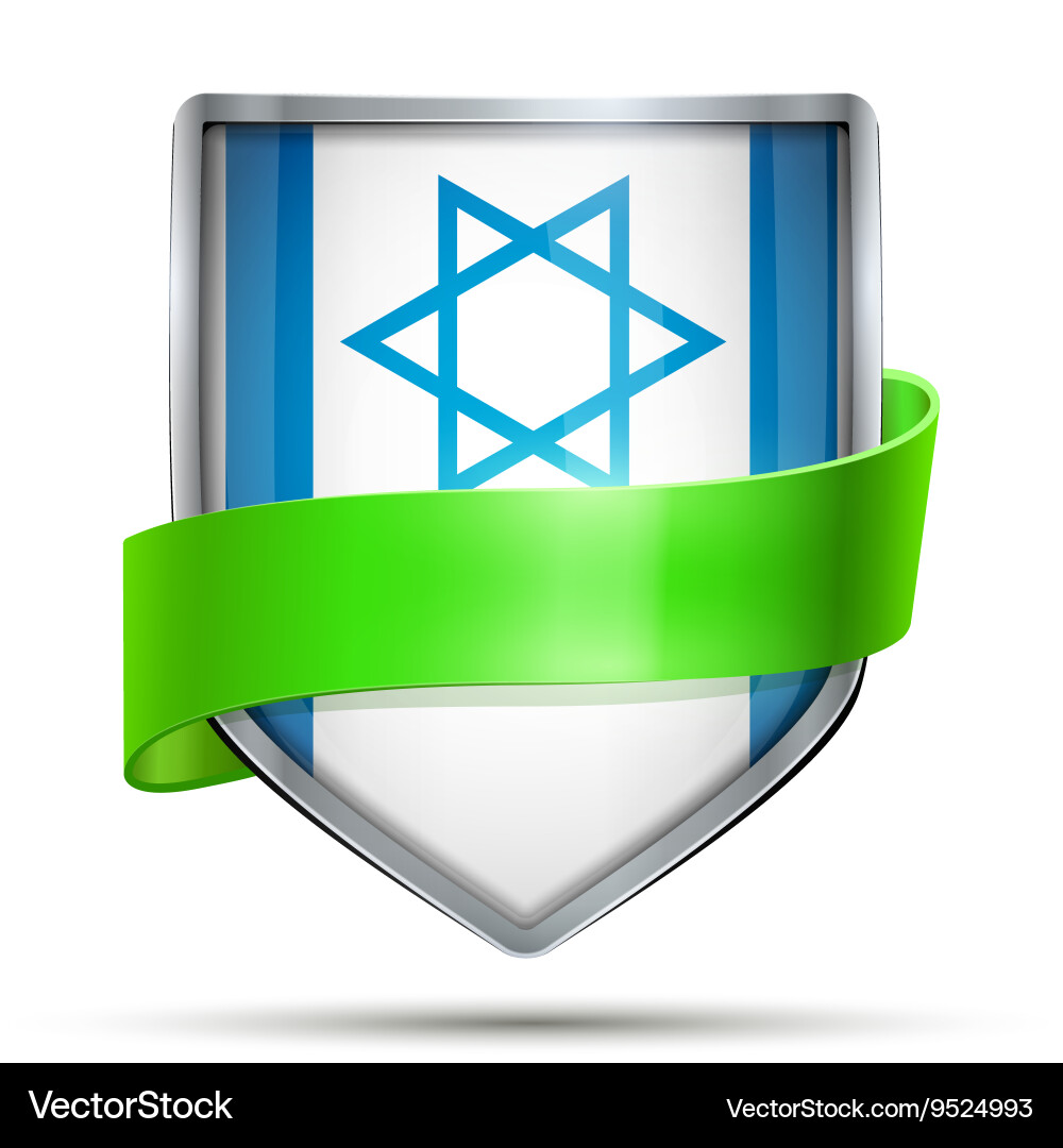 Shield with flag israel and ribbon Royalty Free Vector Image