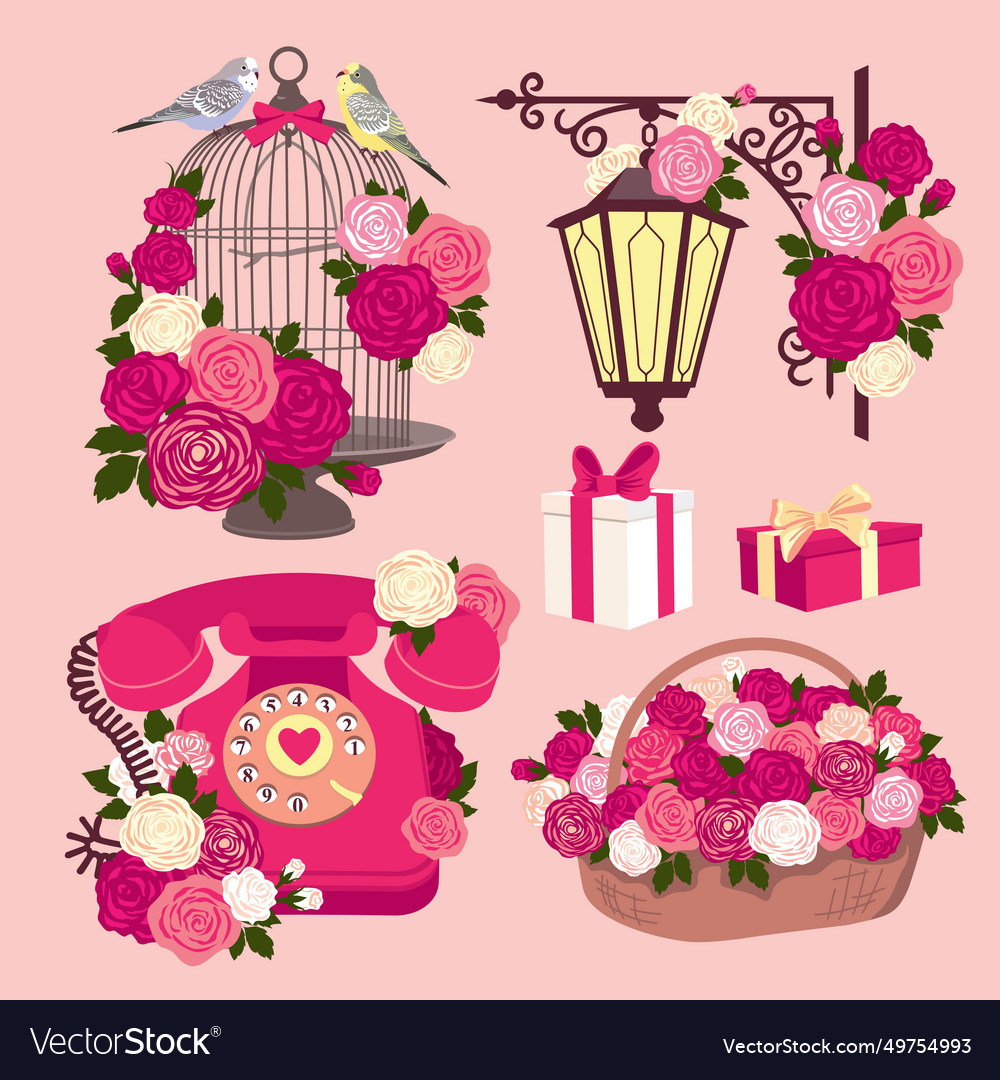 Valentine rose set Royalty Free Vector Image - VectorStock