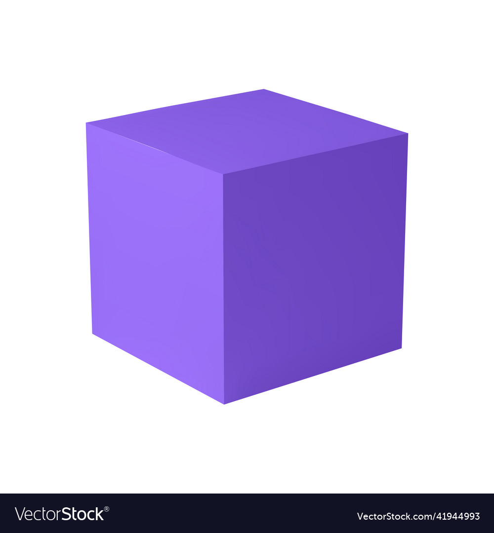 Violet cube realistic composition Royalty Free Vector Image
