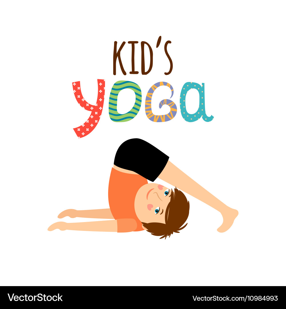 Yoga kids logo with boy Royalty Free Vector Image