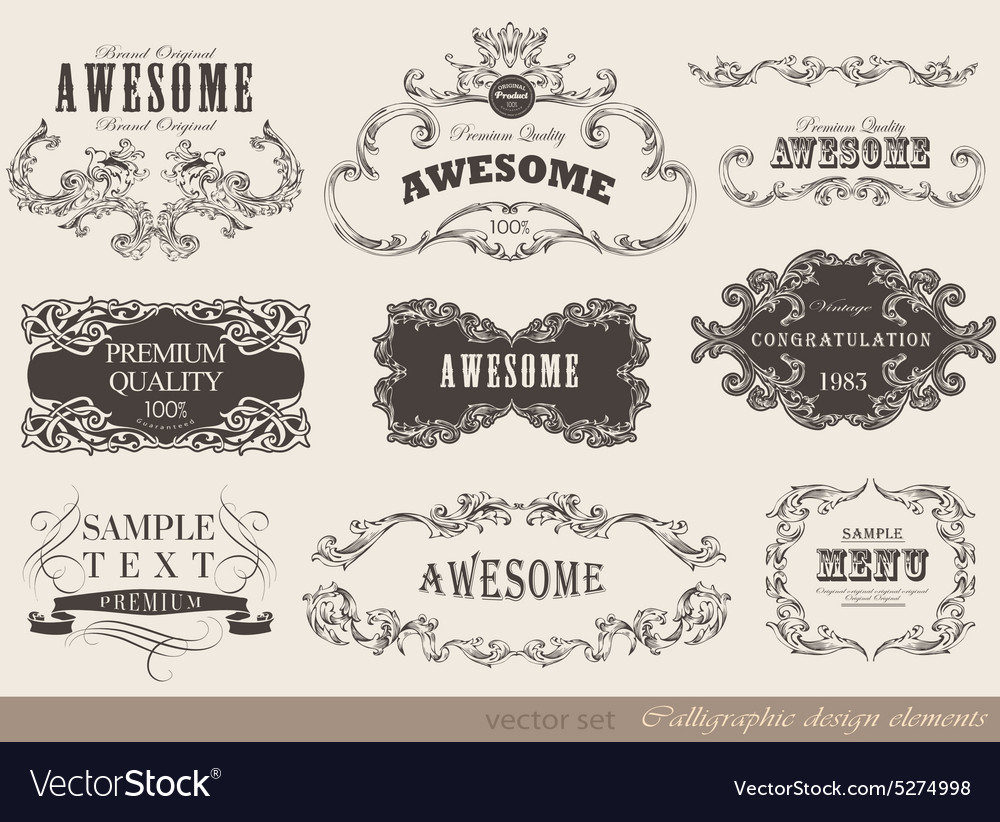 Calligraphic design elements Royalty Free Vector Image