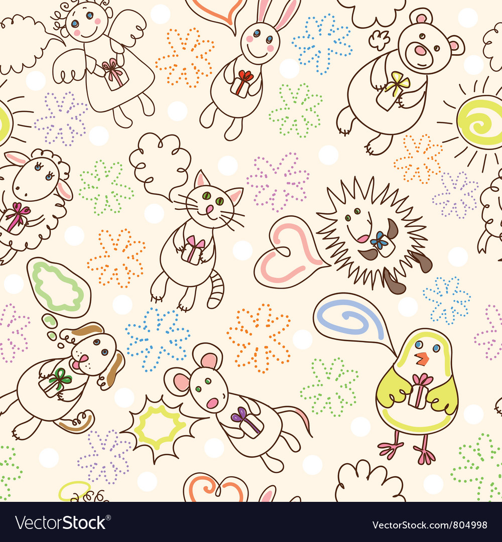 Child drawing seamless pattern Royalty Free Vector Image