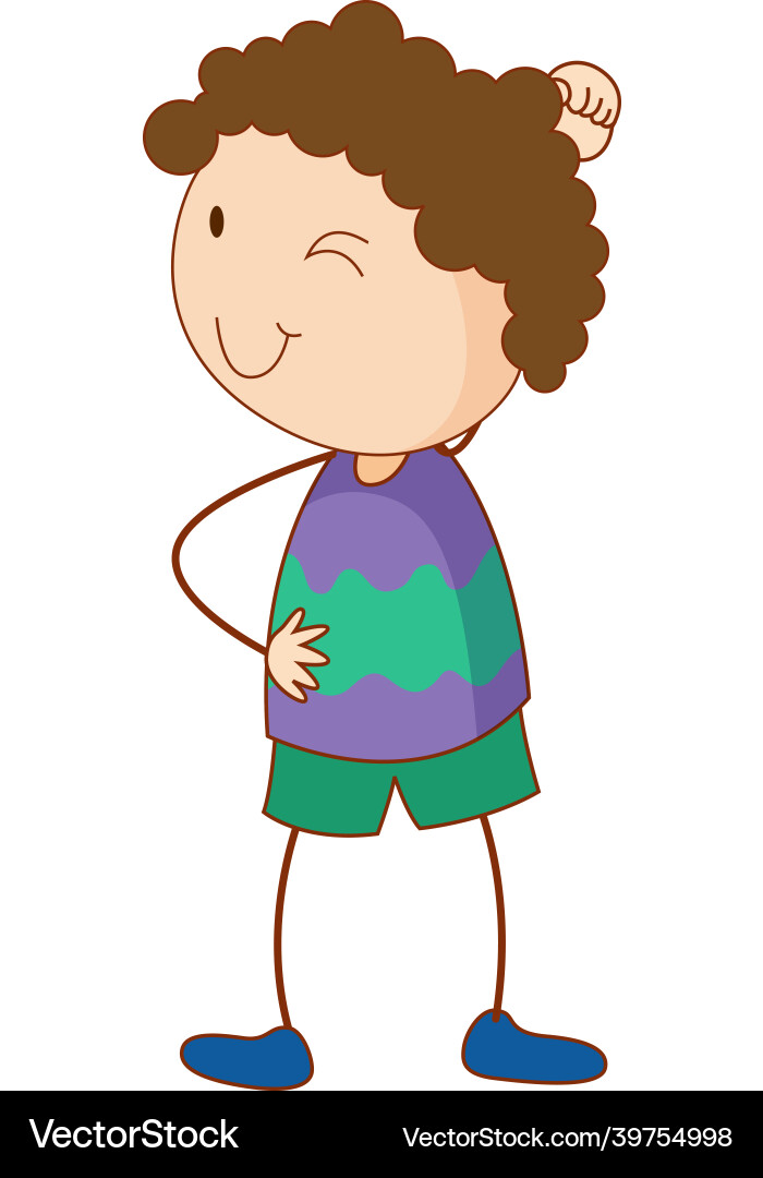 Cute boy cartoon character in doodle style Vector Image
