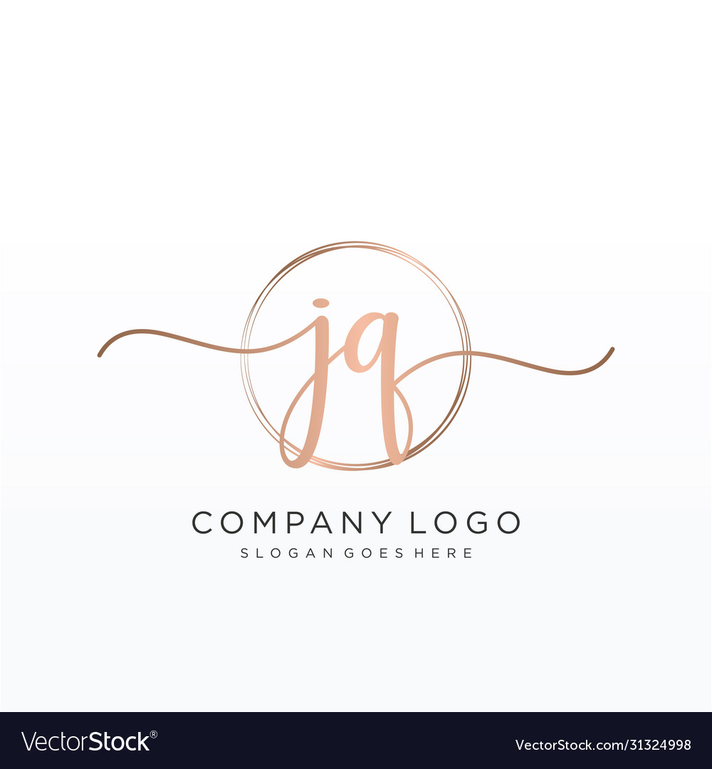 Jq Initial Handwriting Logo Design Royalty Free Vector Image