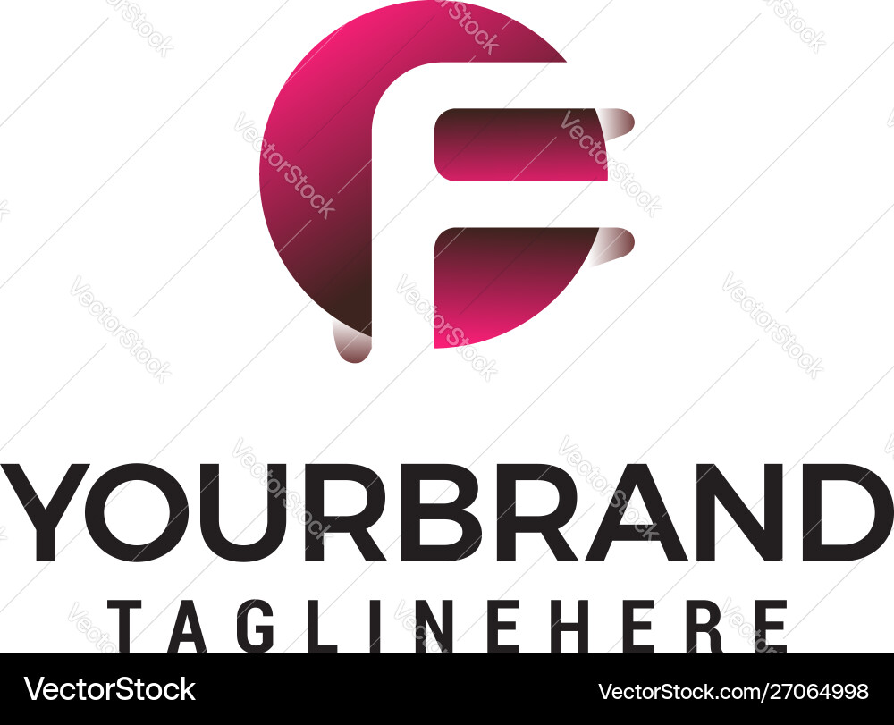 Letter f in circle shape logo design concept Vector Image