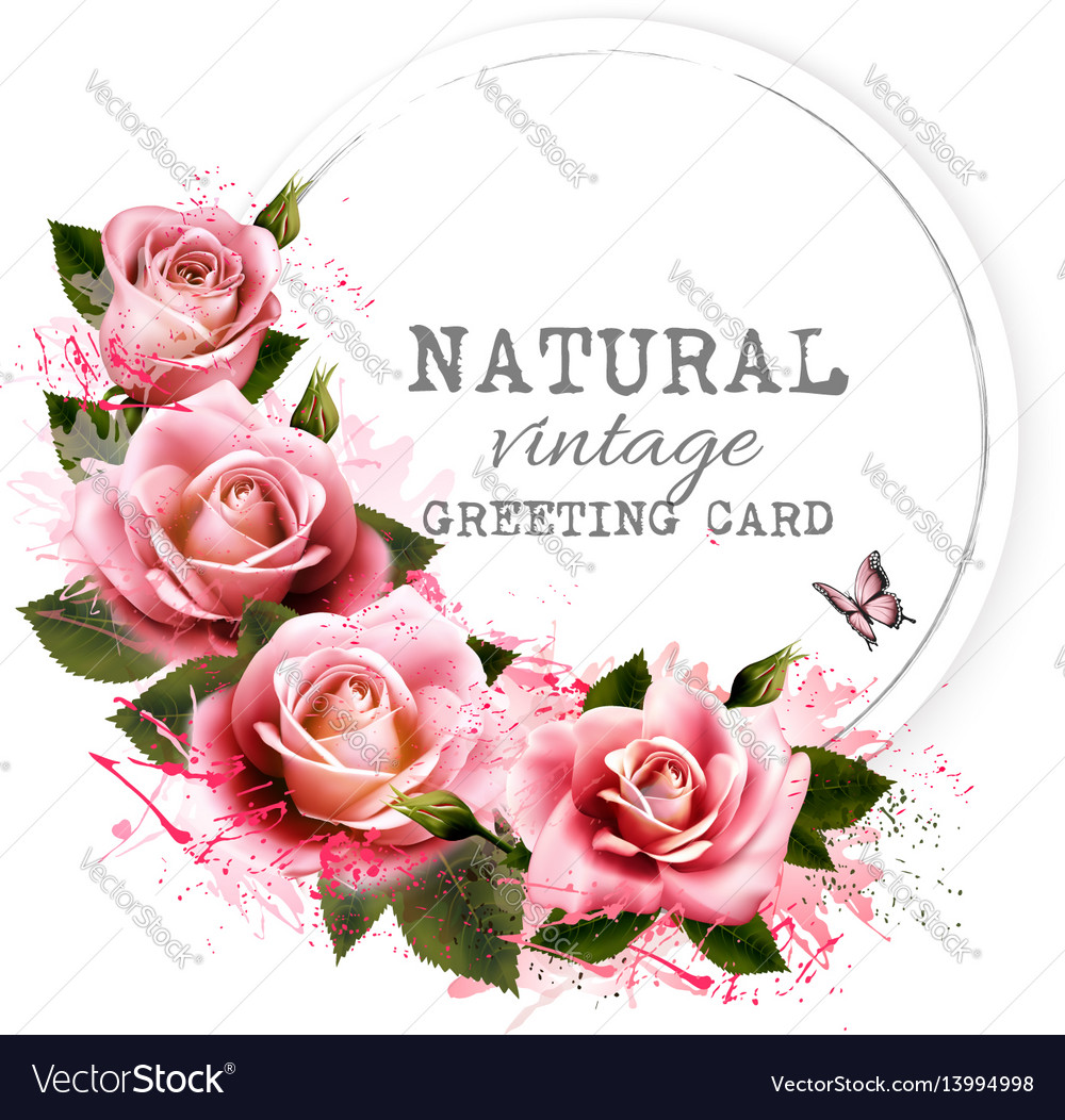 Natural vintage greeting card with roses Vector Image