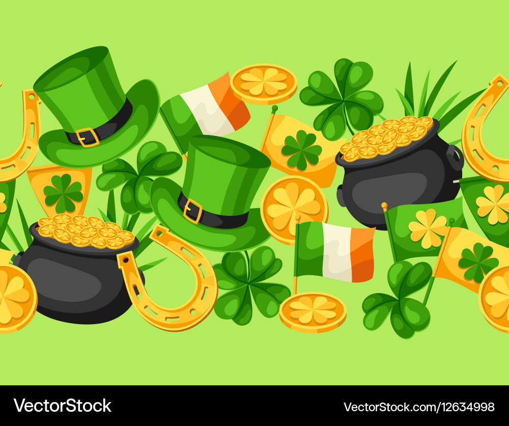 Saint patricks day seamless pattern flag ireland Vector Image