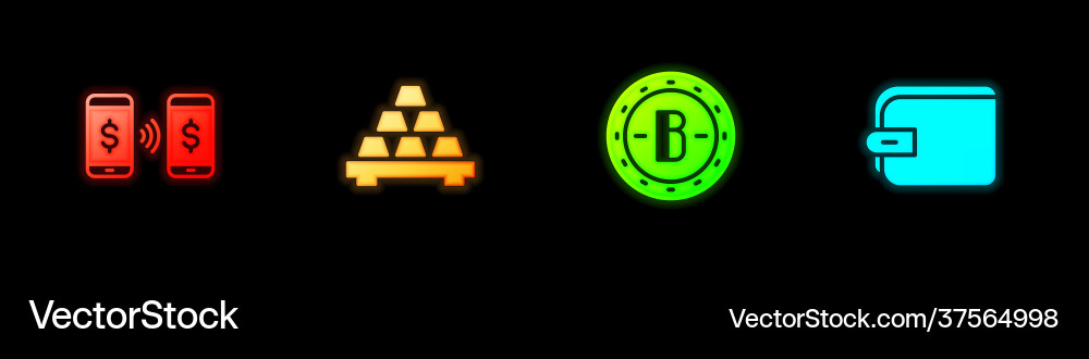 Set money payment transfer gold bars bitcoin Vector Image