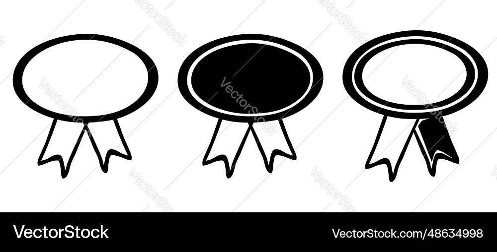 Simple oval badge doodle hand draw sketch set 3 Vector Image