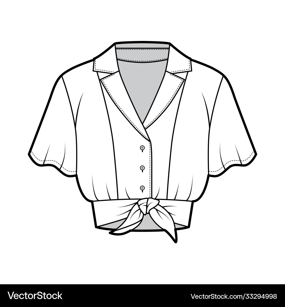 Tie-front cropped shirt technical fashion Vector Image
