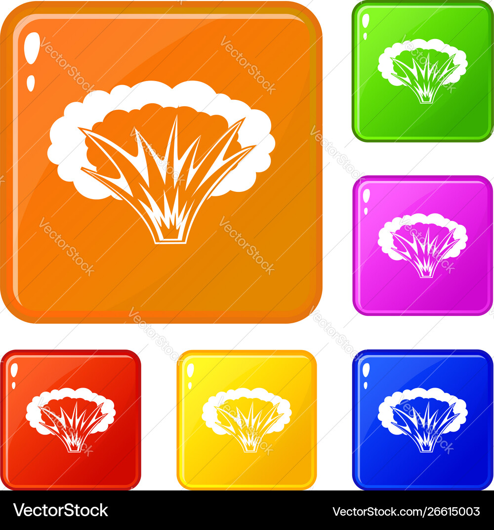 Atomical explosion icons set color Royalty Free Vector Image