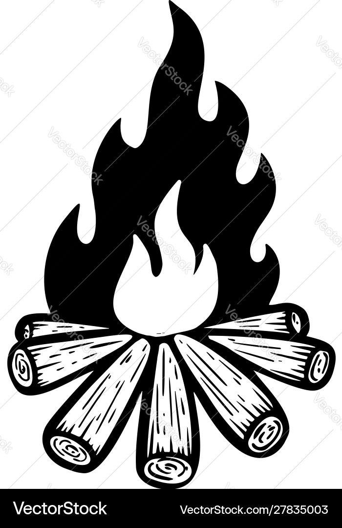 Camp fire on white background design element Vector Image