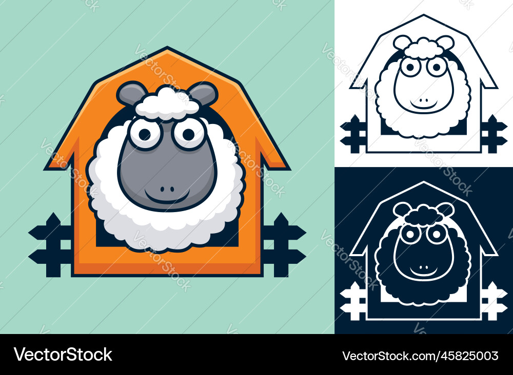 Cartoon funny sheep on cage Royalty Free Vector Image