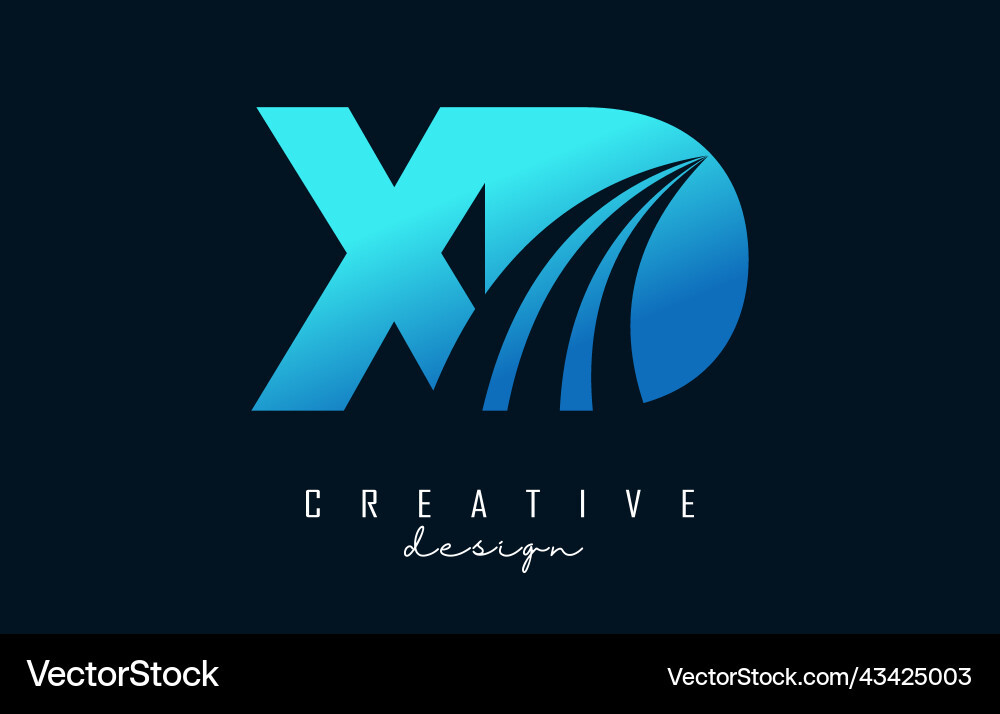 Creative blue letters xd x d logo with leading Vector Image